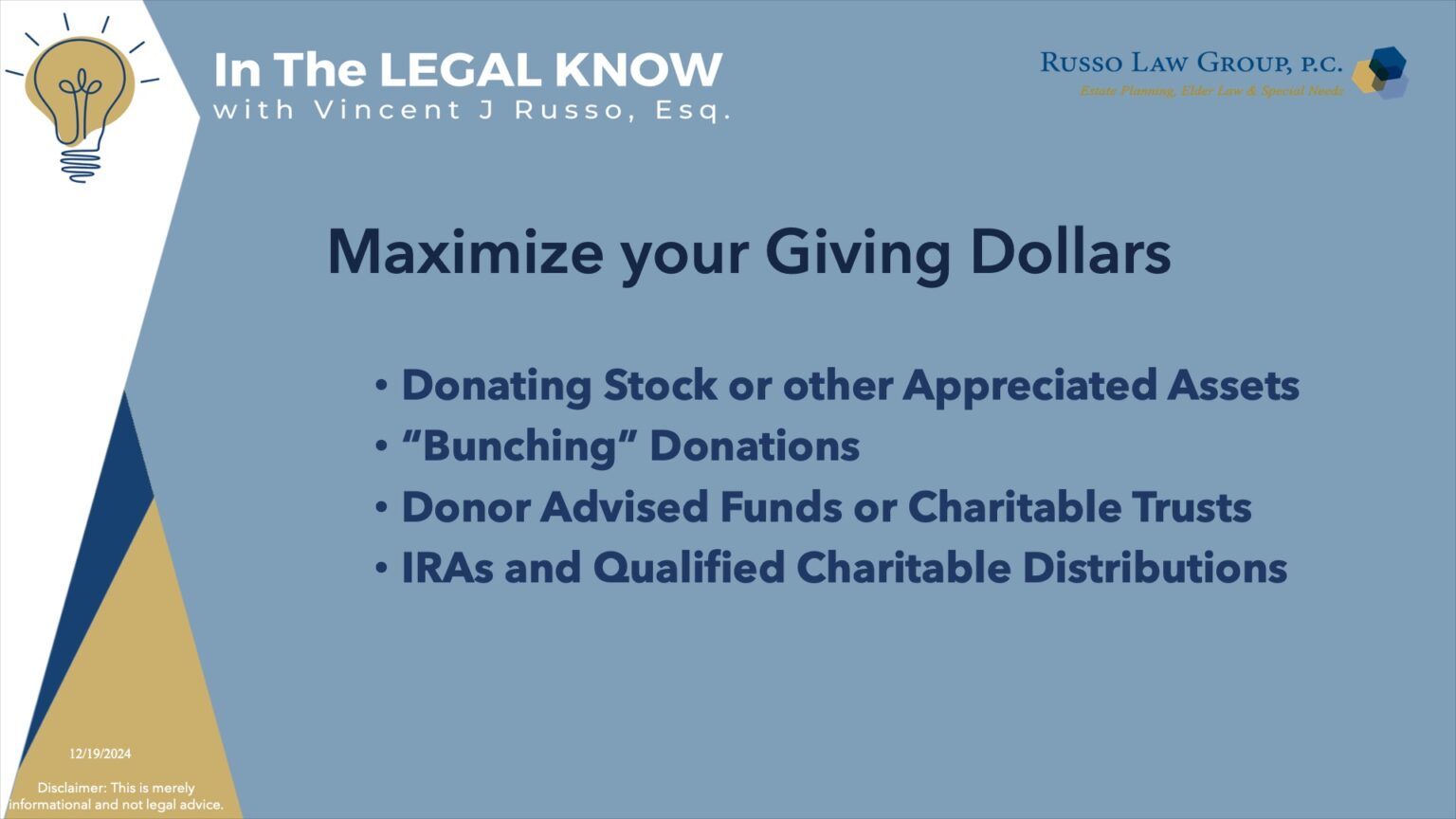 Maximize Year-End Giving with Charitable Donations - Russo Law Group