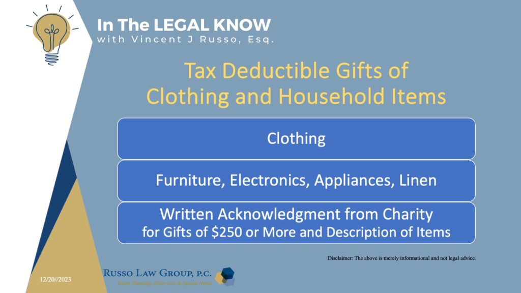 Year End Charitable Giving Irs Tips Russo Law Group